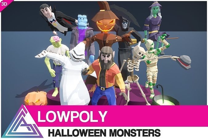 3D model LOWPOLY - Halloween Monsters VR / AR / low-poly | CGTrader