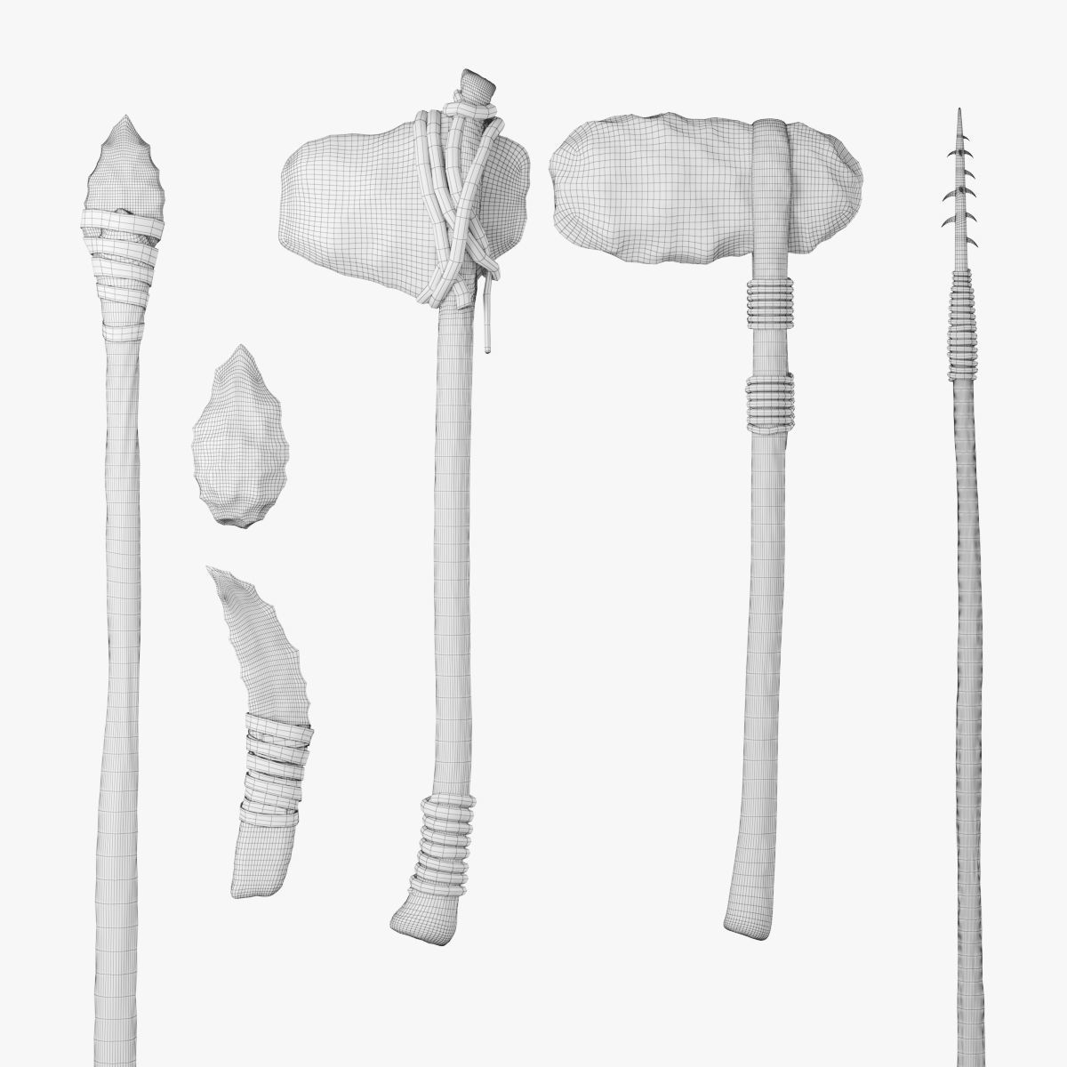 Stone age set 3D model | CGTrader