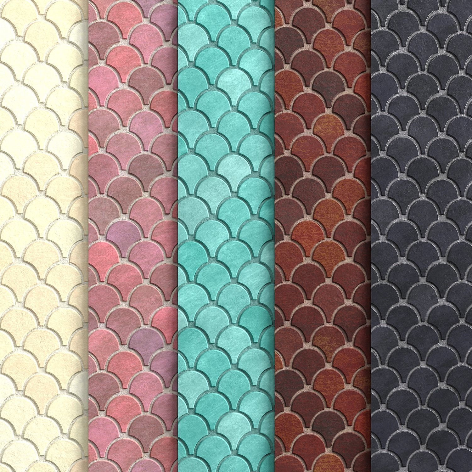 Materials 6- Fish scale tiles PBR Texture | CGTrader