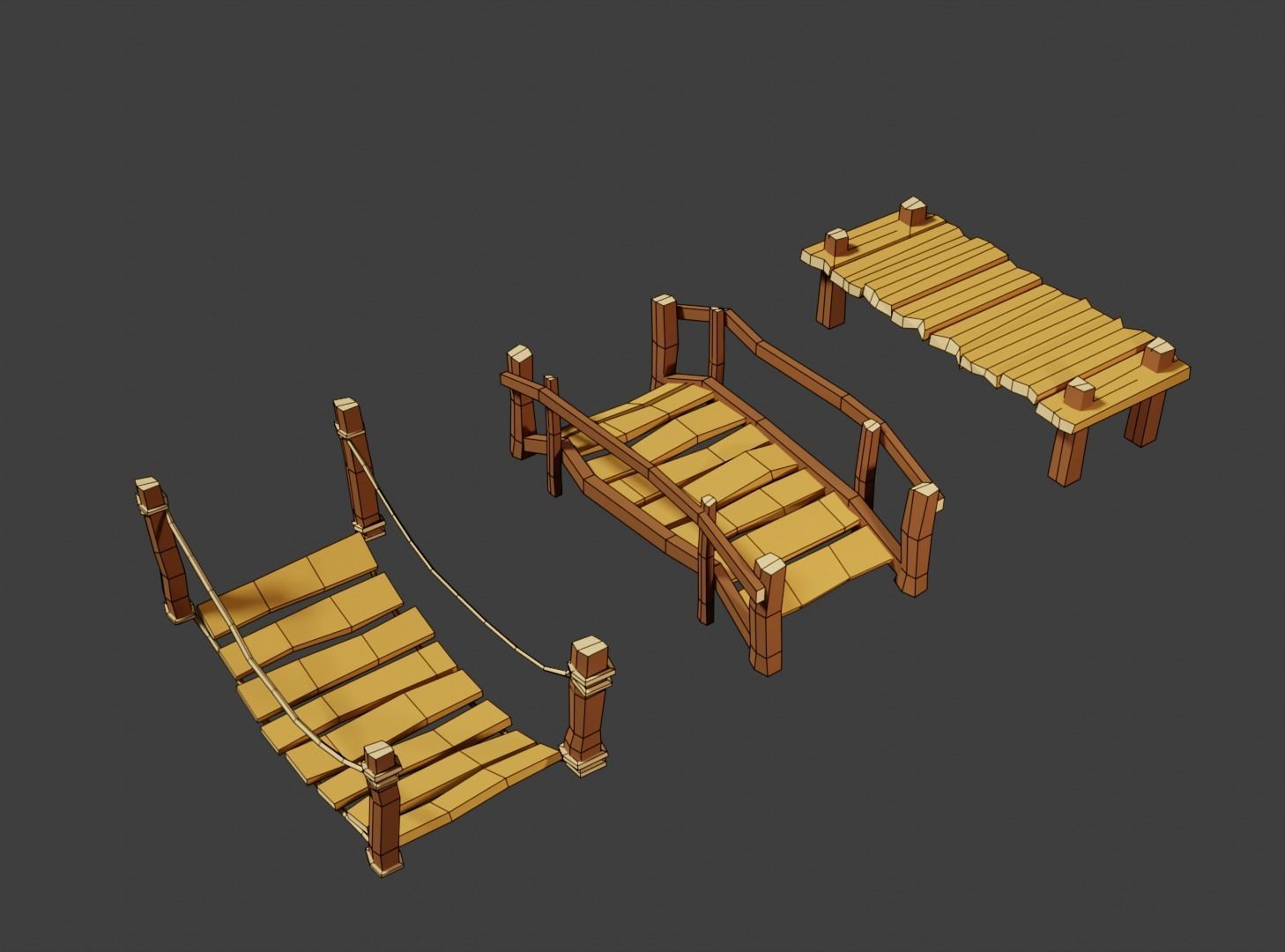 3D model Cartoon stylized wooden bridge VR / AR / low-poly | CGTrader