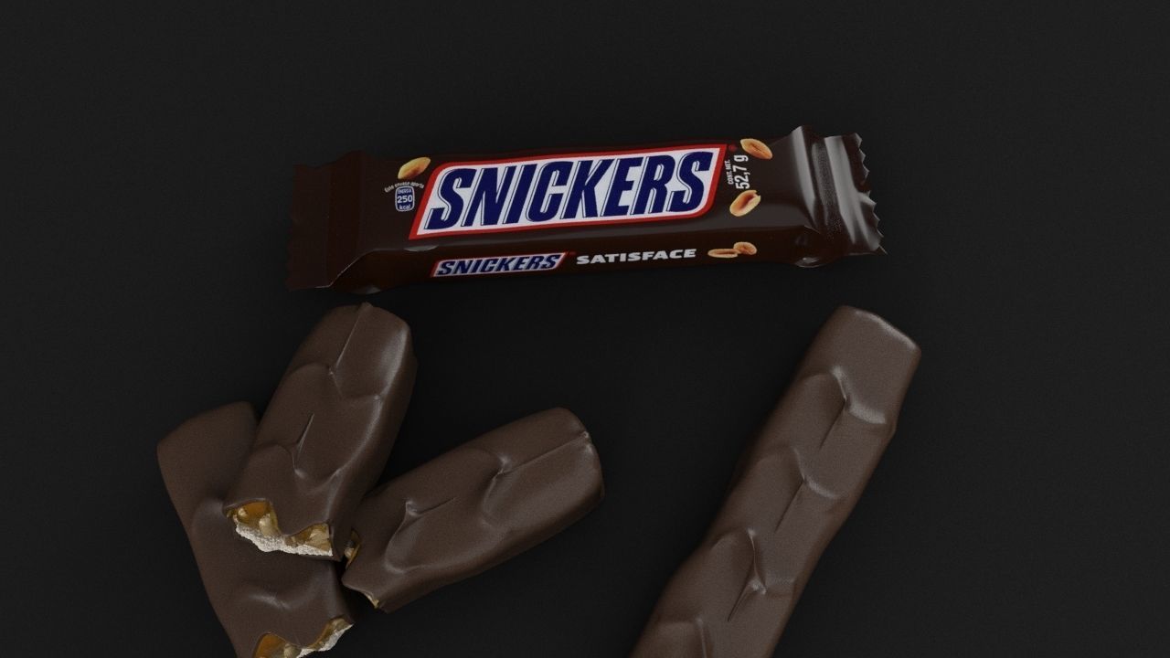 Snickers chocolate with nuts 3D model 3D model | CGTrader