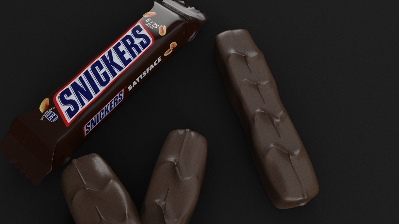 Snickers chocolate with nuts 3D model 3D model | CGTrader