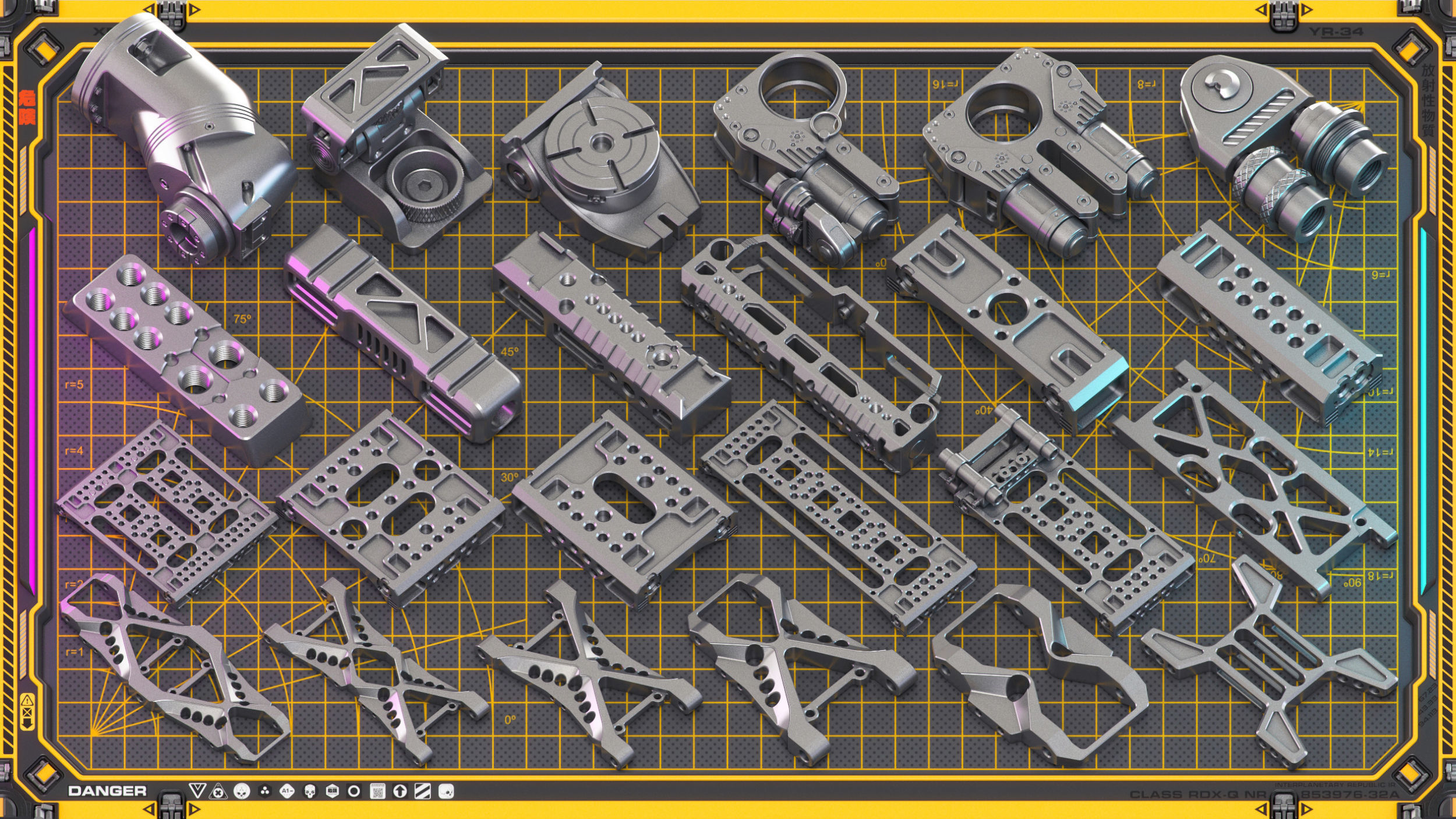 Sci-Fi Hard Surface Mechanical KITBASH 420 DETAILS 3D model | CGTrader