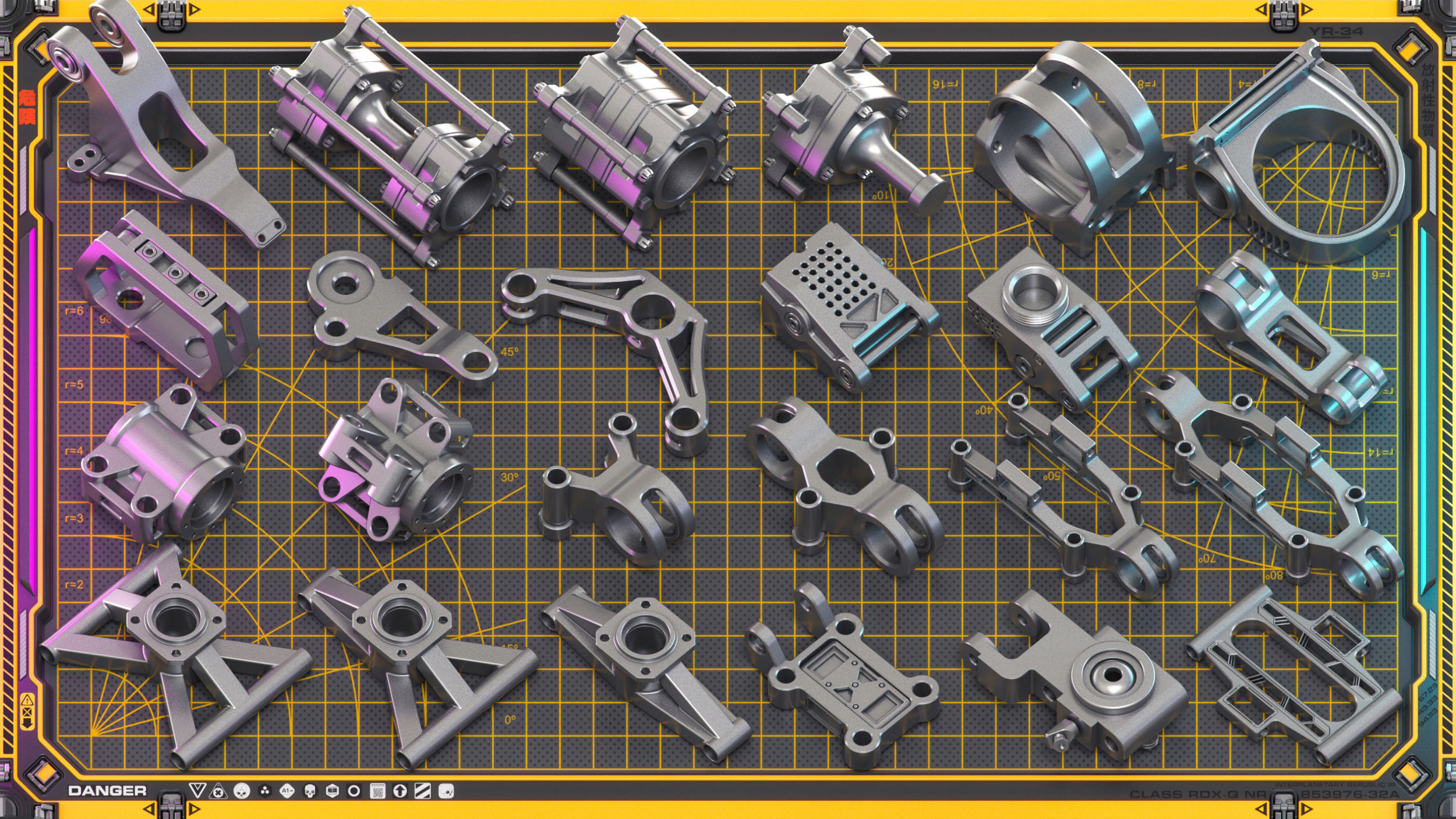 Sci-Fi Hard Surface Mechanical KITBASH 420 DETAILS 3D model | CGTrader