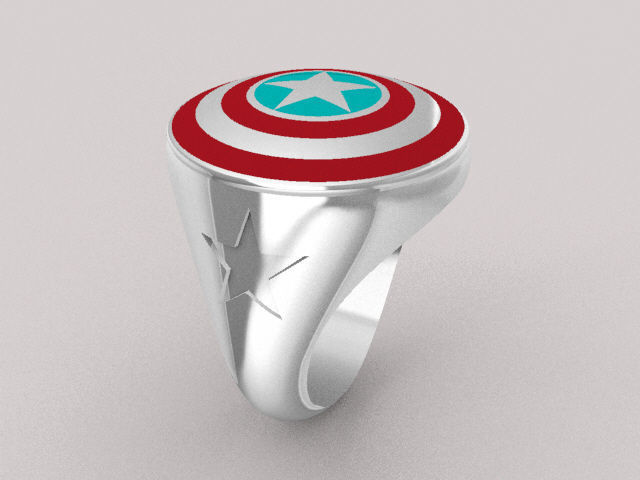 Captain America shield ring 3D model 3D printable | CGTrader