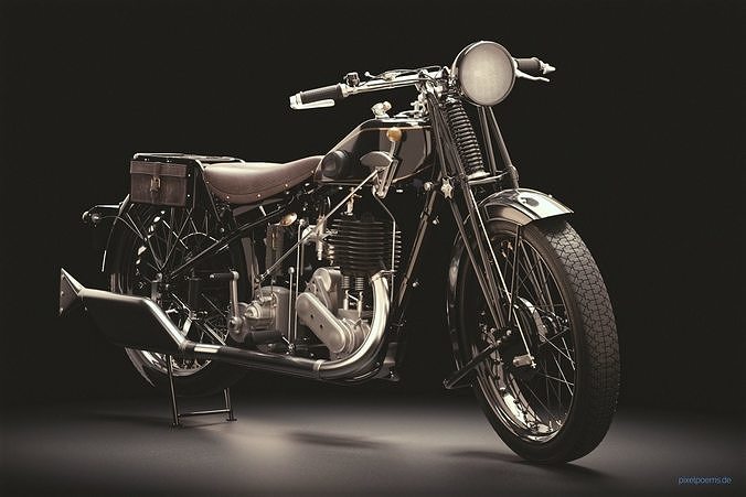 Vintage motorcycle cafe racer Ariel 550 SV 1928 3D model rigged | CGTrader