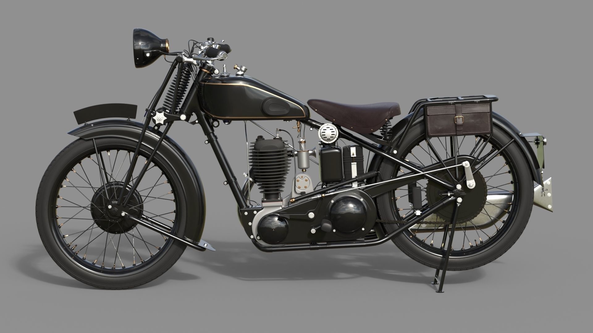 Vintage motorcycle cafe racer Ariel 550 SV 1928 3D model rigged | CGTrader