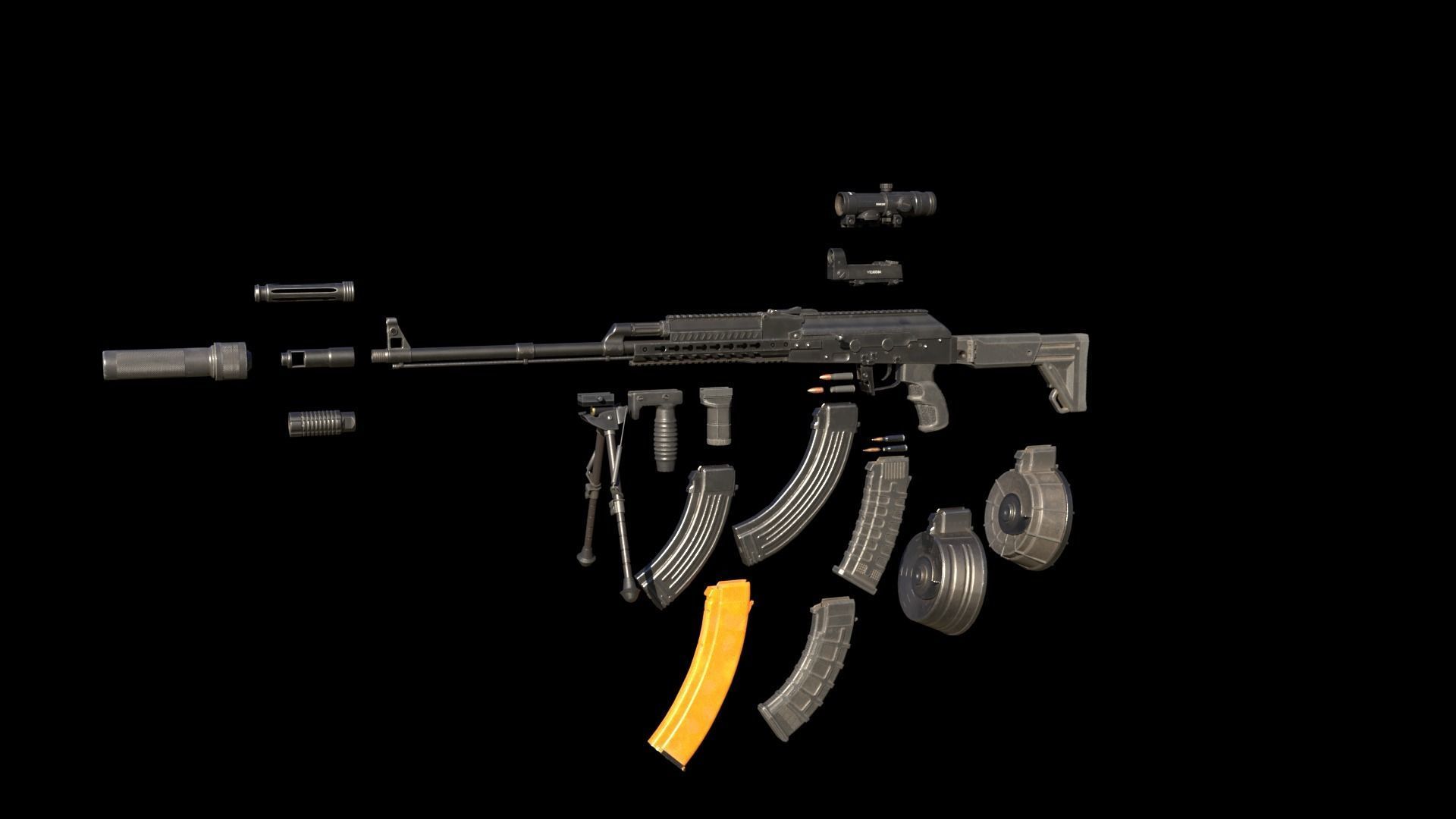 3D model ASR-16 ak - rifle VR / AR / low-poly | CGTrader