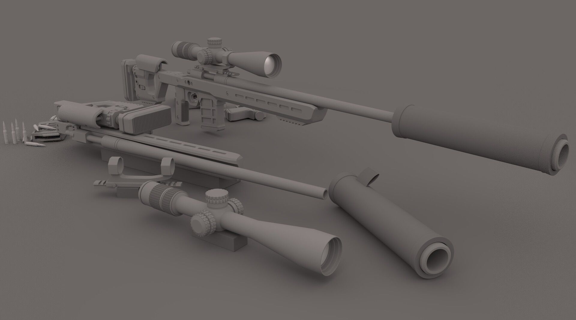 sniper 3d model rifle and accessories 3D model | CGTrader