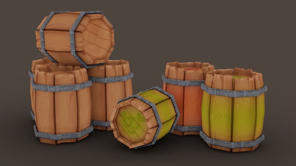 3D model PolyPack RPG Barrels VR / AR / low-poly | CGTrader