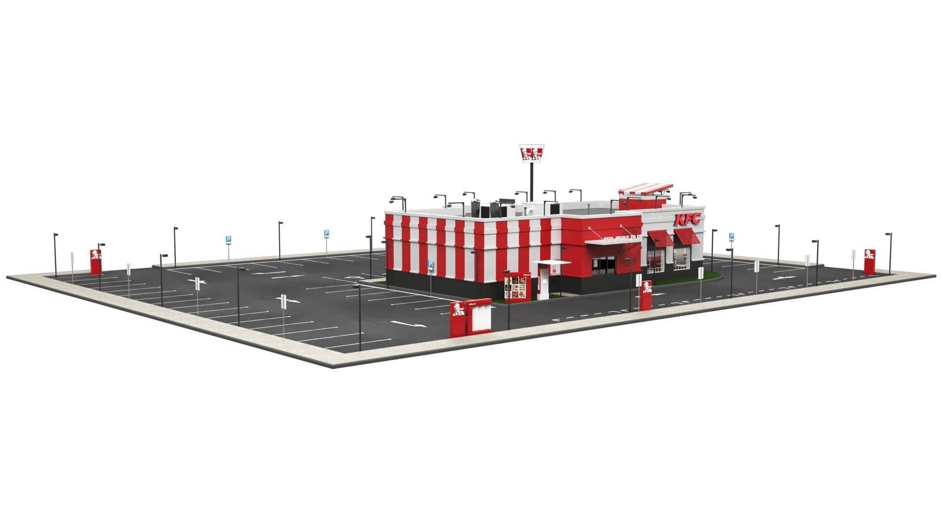 KFC Building and parking 3D model | CGTrader