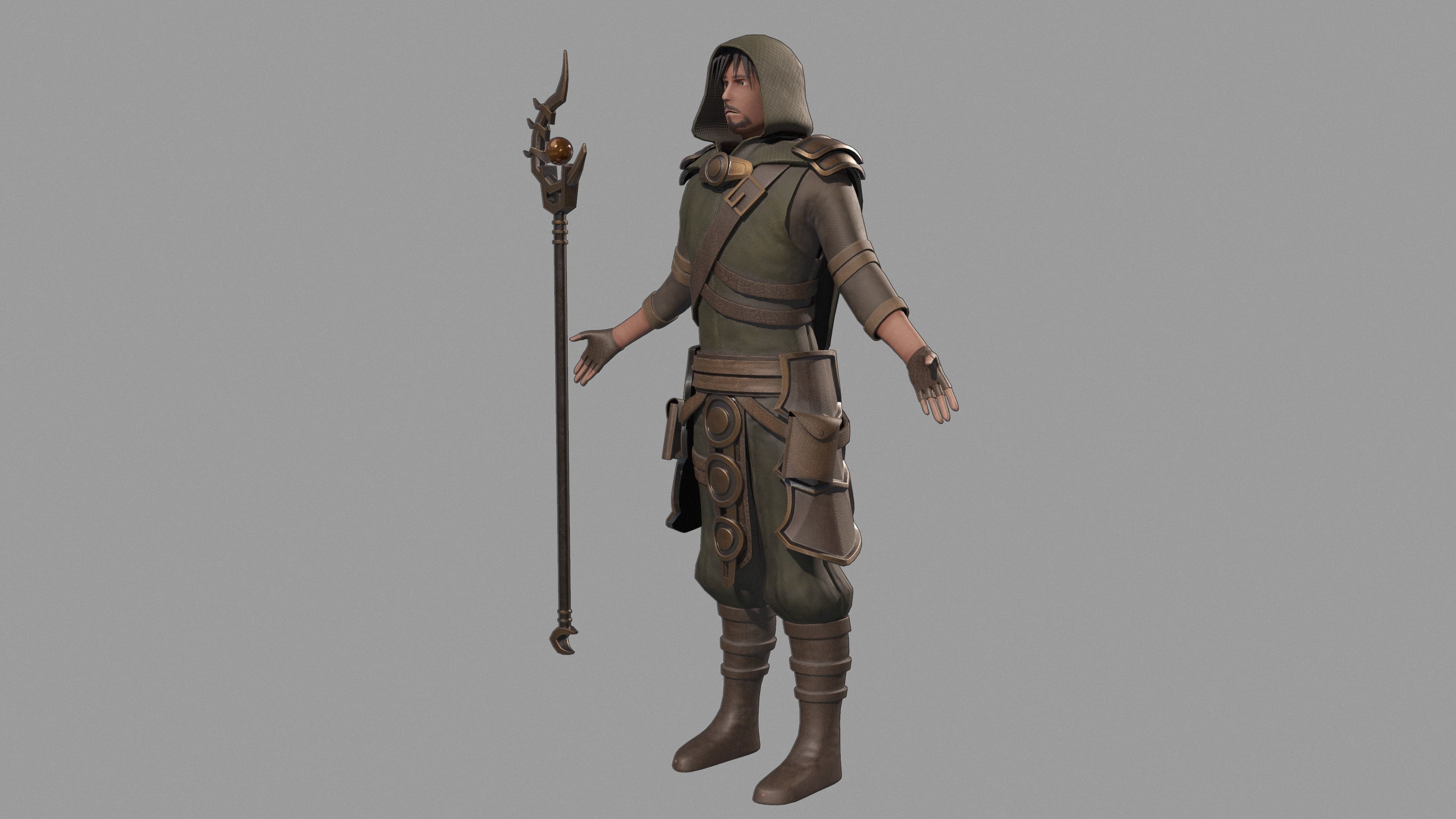 Magician man in hooded outfit 3D model | CGTrader