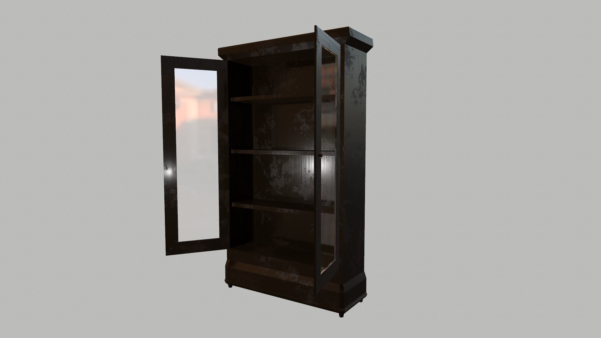 Vitrine wooden cabinet with glass doors free VR / AR / low-poly 3D ...