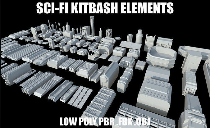 3D model Kitbash Sci-Fi Elements VR / AR / low-poly | CGTrader
