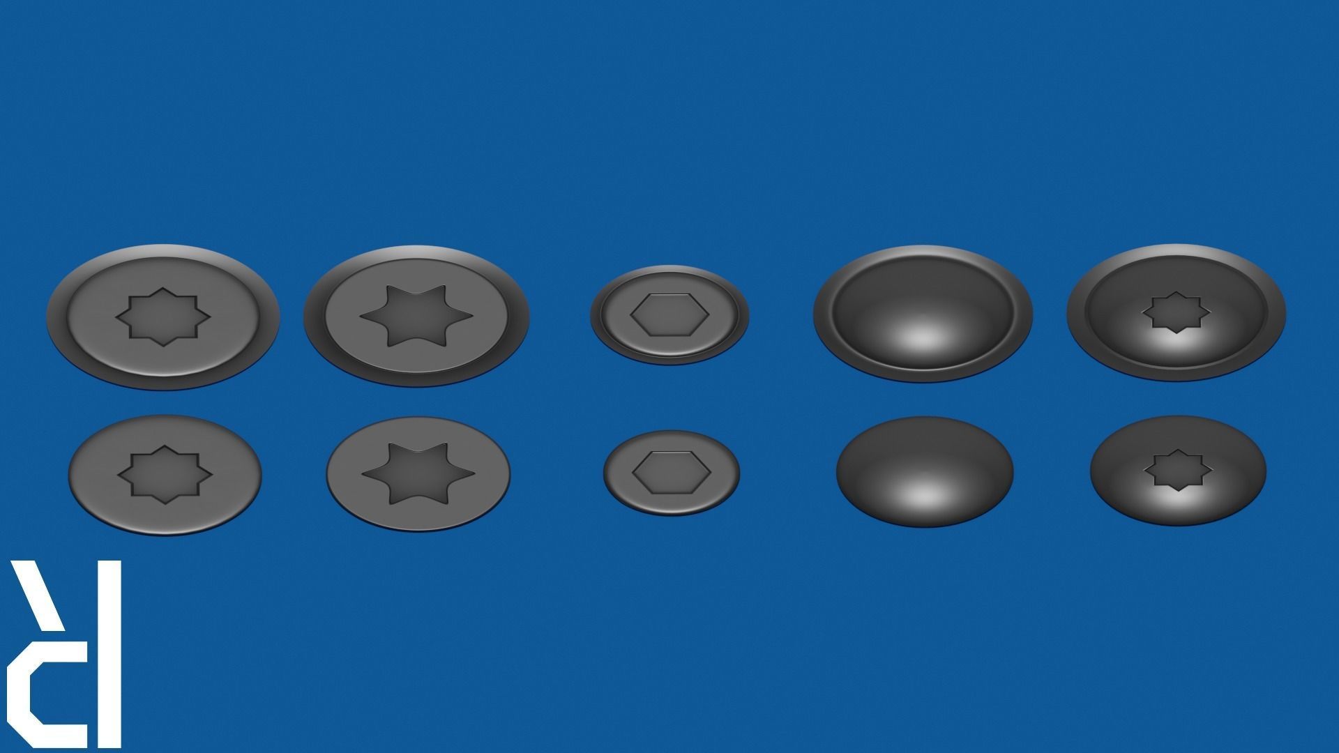 Texture 5 Industrial Screw Decals Plus Blend file VR / AR / low-poly ...