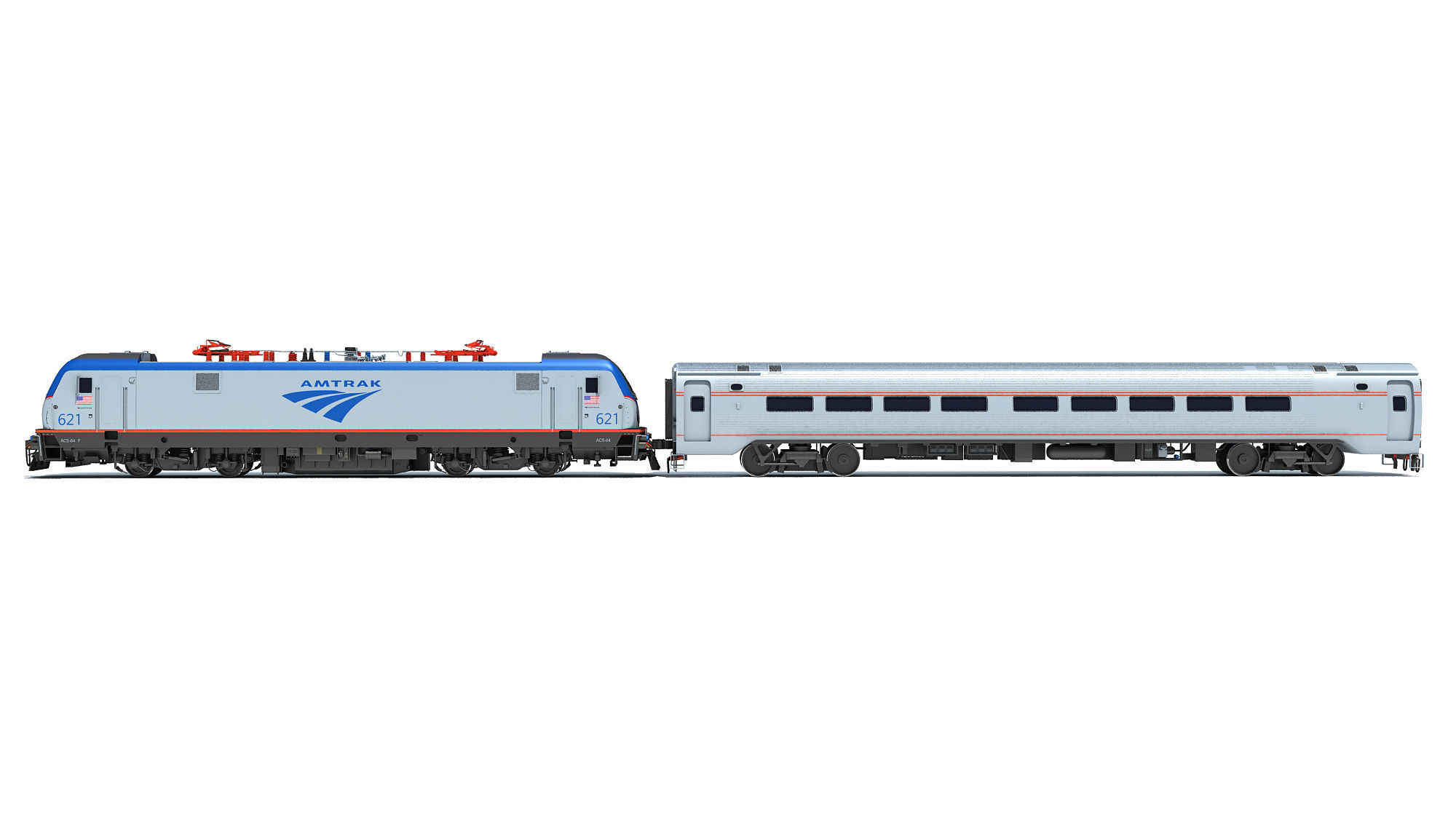 Amtrak Train 3D 3D model | CGTrader