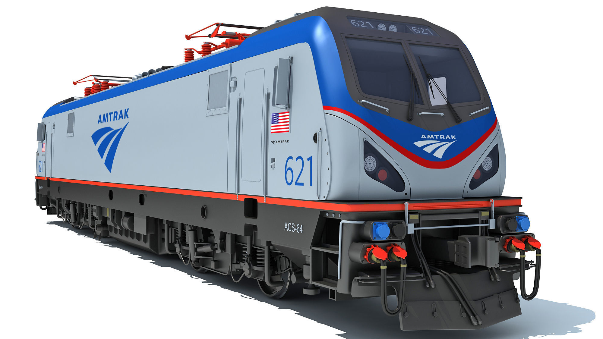 3D Amtrak Electric Locomotive 3D model | CGTrader