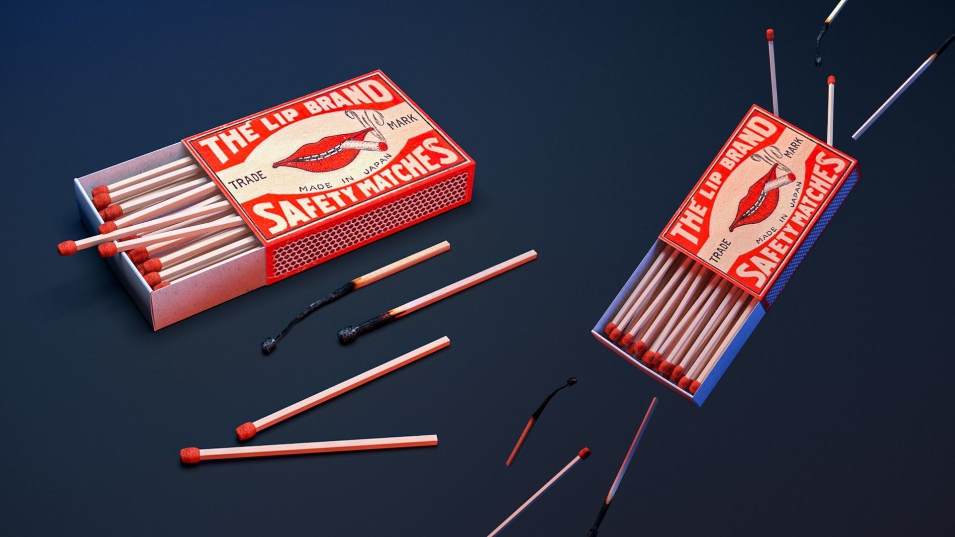 Matchbox and Matches Set 3D model | CGTrader