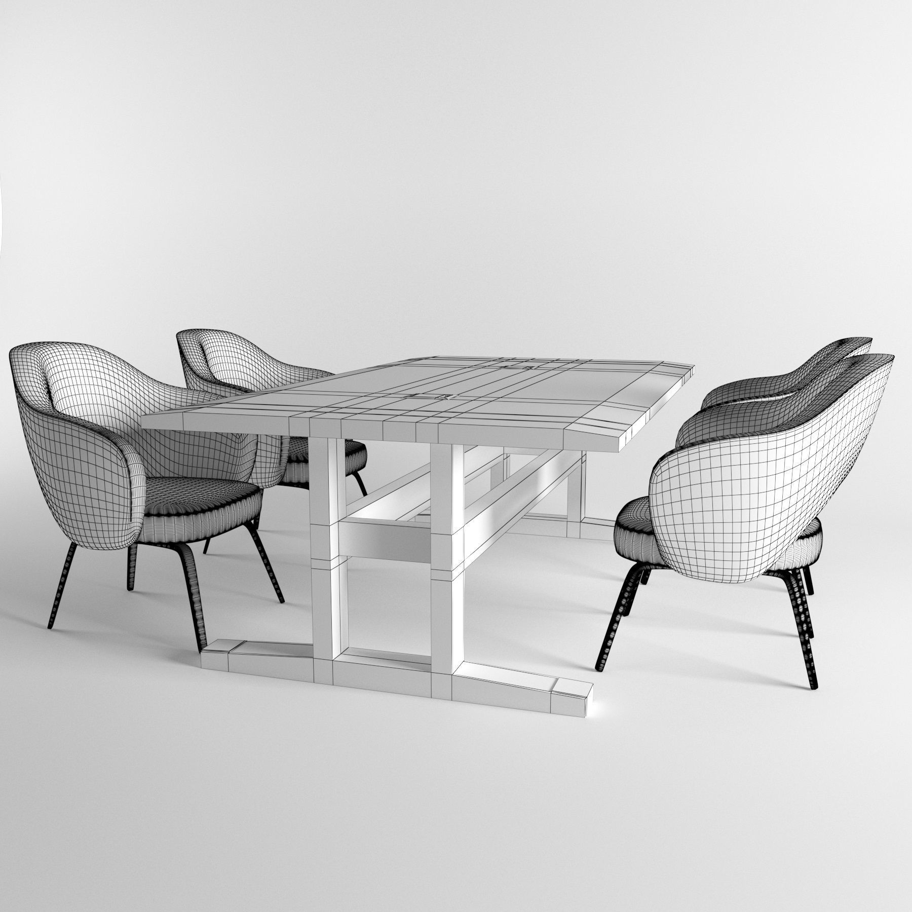 table and chair free 3D model | CGTrader
