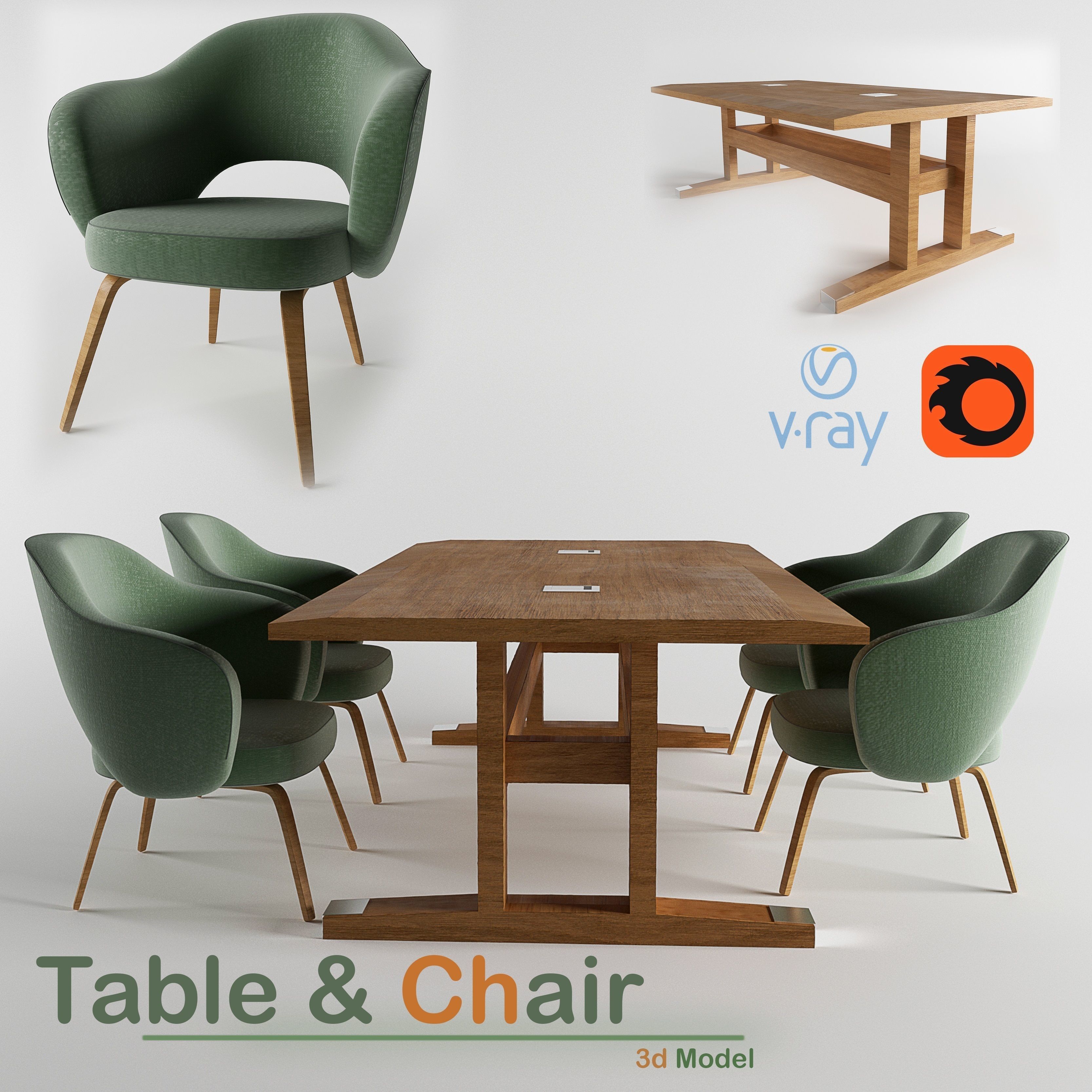 table and chair free 3D model | CGTrader