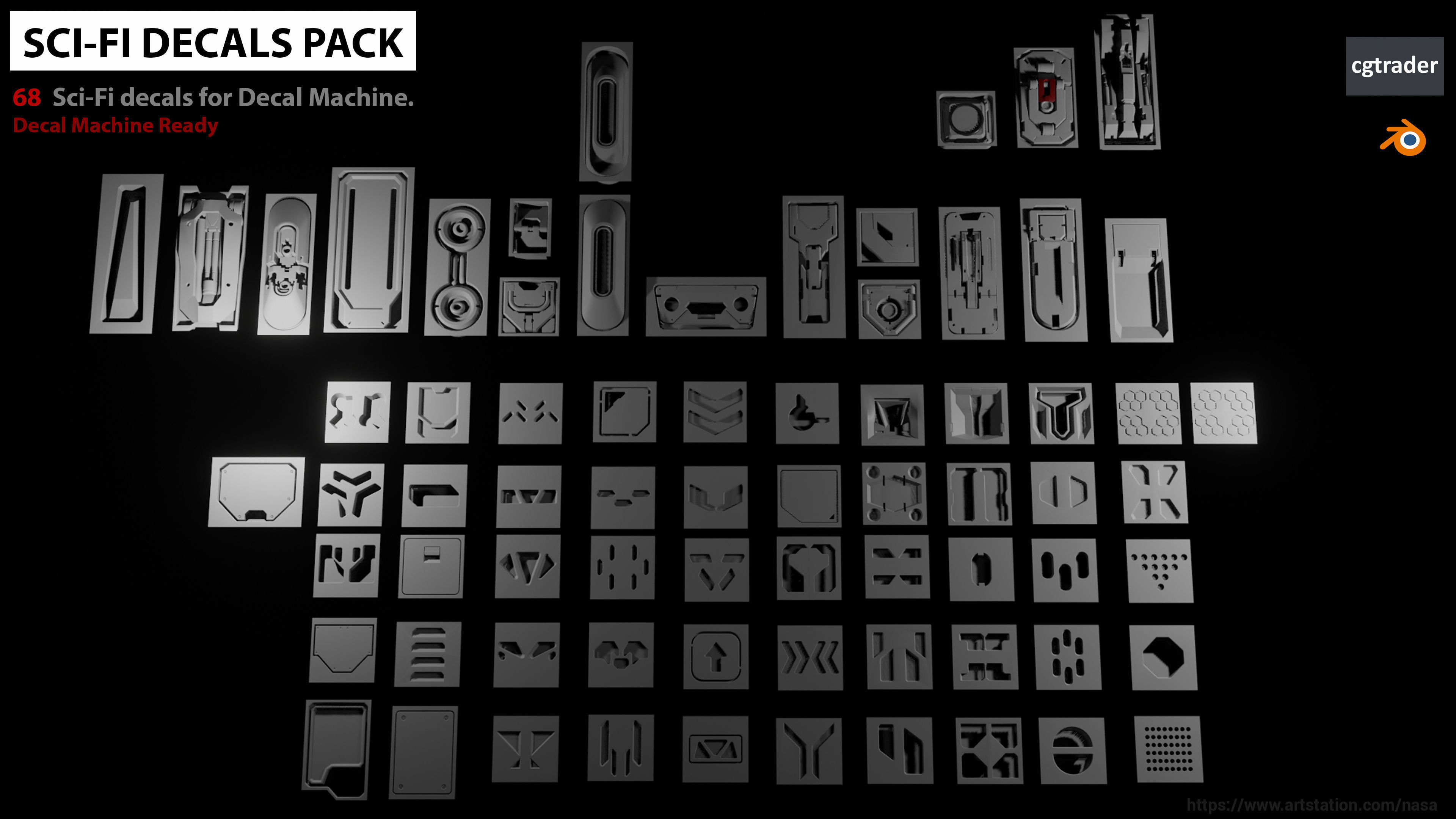68 Sci-Fi Decals Pack Texture | CGTrader