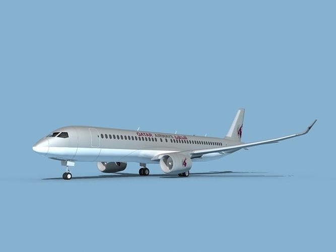 Airbus A220-300 Qatar Airways 3D model rigged | CGTrader