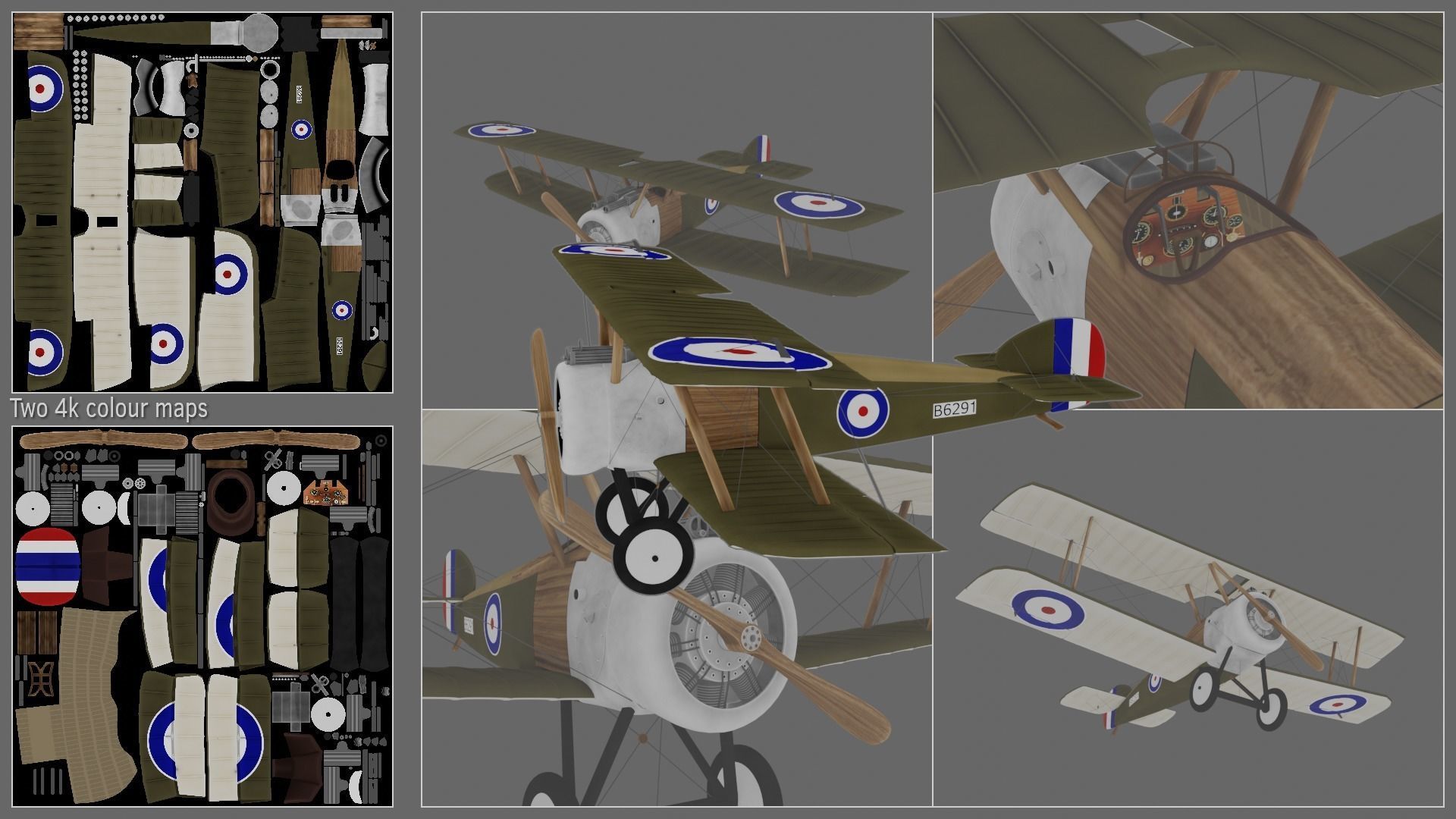 Sopwith Camel F1 3D model animated rigged | CGTrader