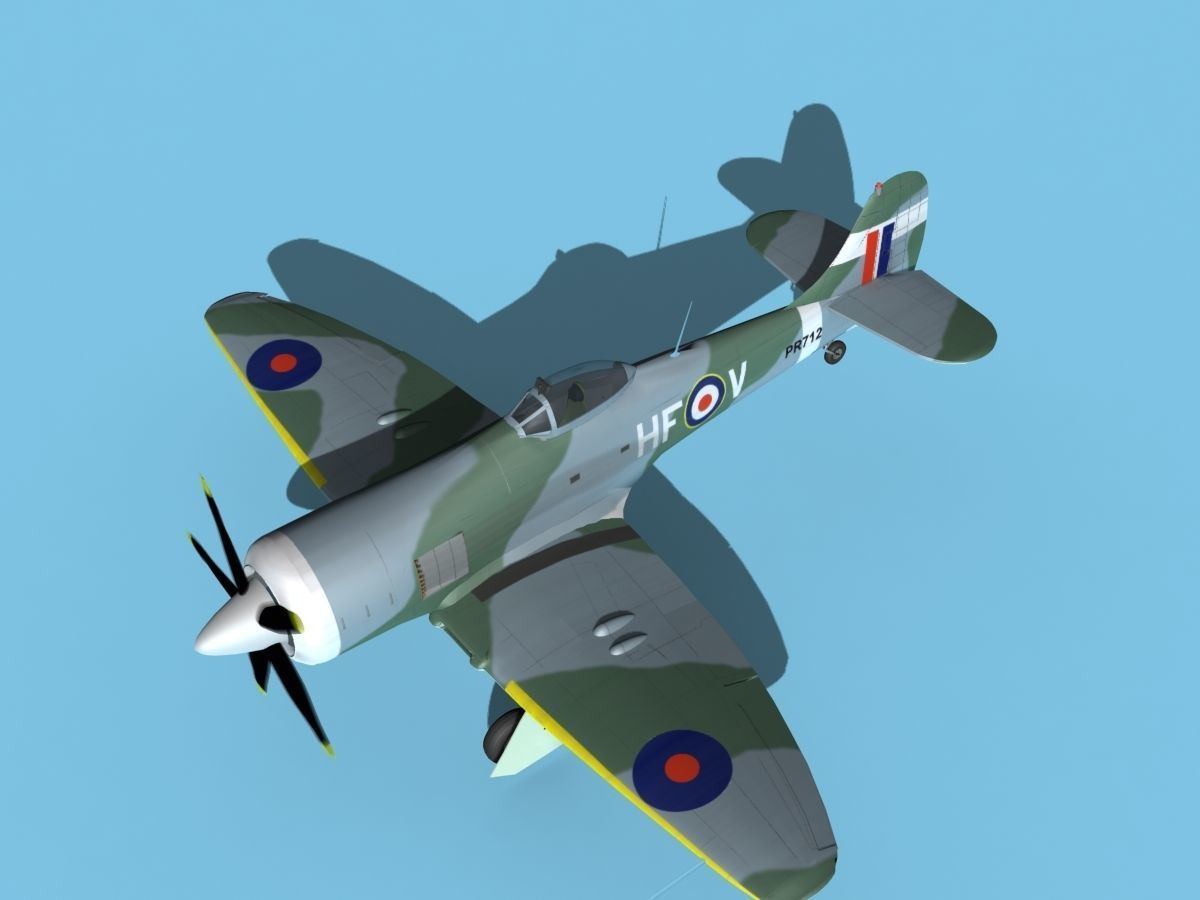 Hawker Tempest MKII V02 RAF 3D model animated rigged | CGTrader
