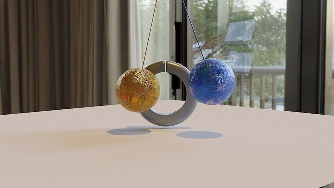 Satisfying Render three balls hanging on table 3D model animated | CGTrader