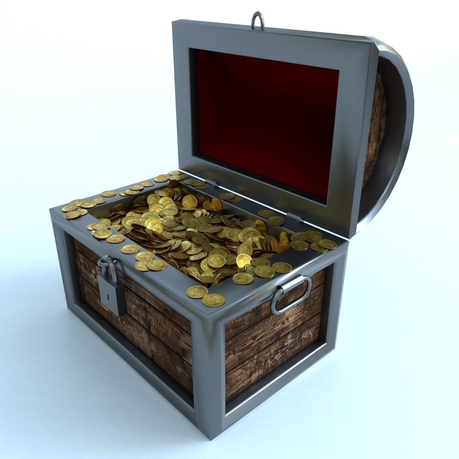 3D model Chest with gold coins VR / AR / low-poly | CGTrader