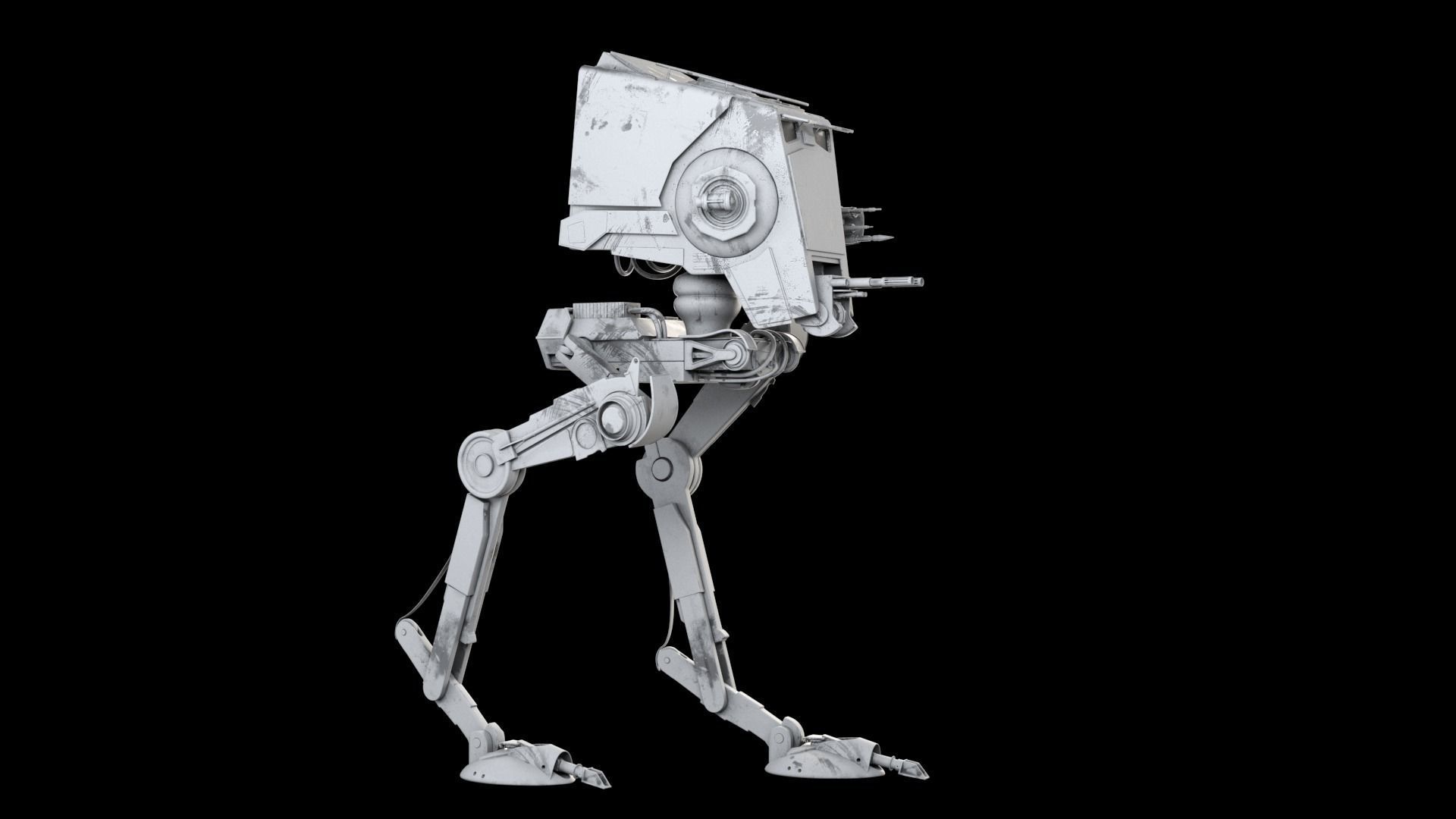 RIGGED Star Wars at st walker with walk cycle 3D model animated rigged ...