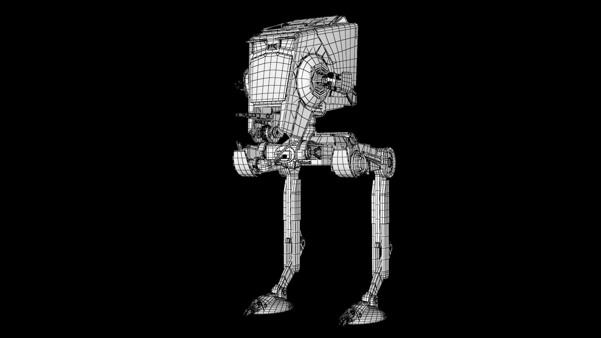 RIGGED Star Wars at st walker with walk cycle 3D model animated rigged ...