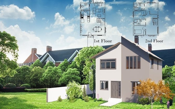 Modern Double storey Revit Model 3D model | CGTrader