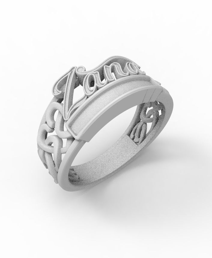 Zana name ring 3D model 3D printable | CGTrader