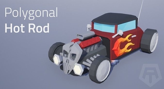 3D model Hot Rod Polygonal Car Model - Game Ready VR / AR / low-poly ...