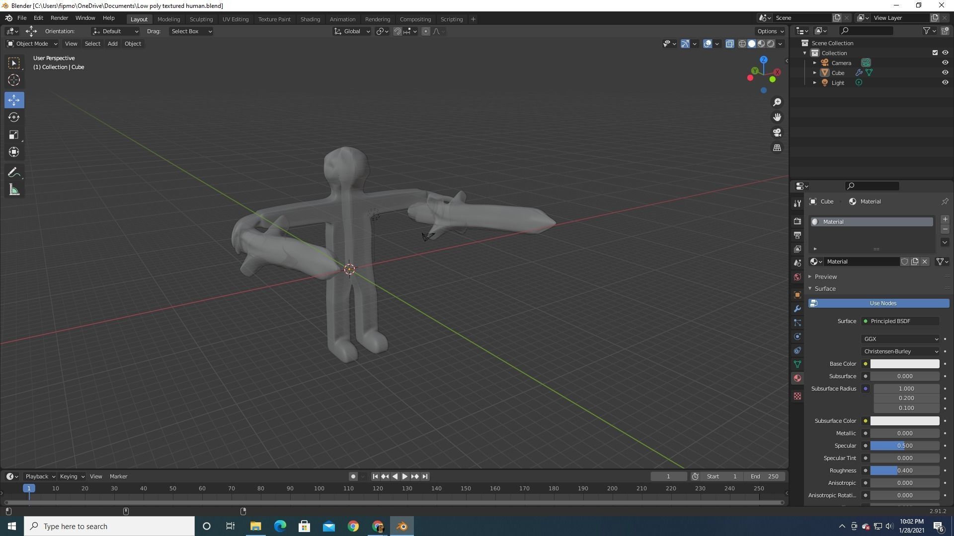 3D model Semi low poly human model with swords VR / AR / low-poly ...