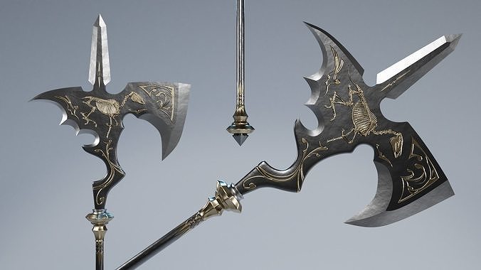 3D model Fantasy Halberd Axe Polearm VR / AR / low-poly | CGTrader