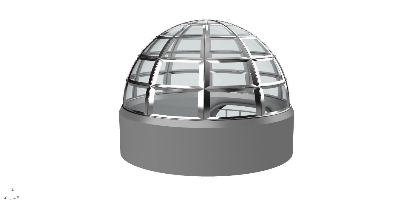 Architectural Dome Building Rectangular Divisions Structure 3D model ...