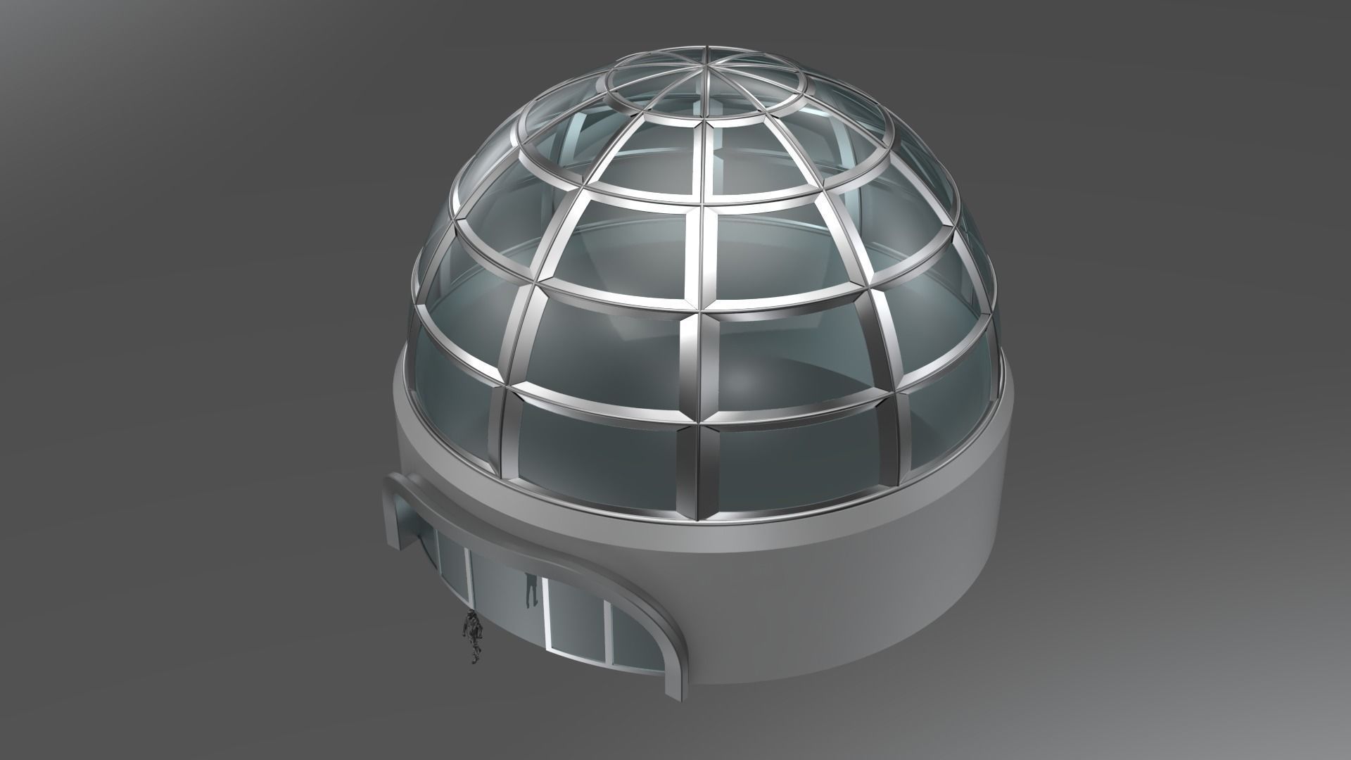 Architectural Dome Building Rectangular Divisions Structure 3D model ...