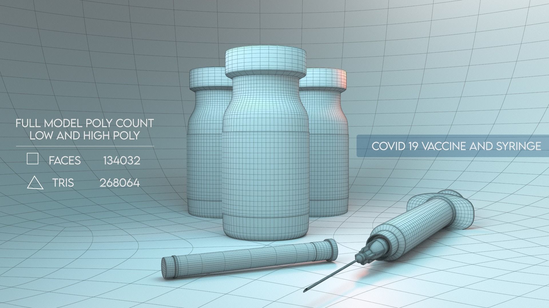 3D model Covid-19 Vaccine Vile and Syringe VR / AR / low-poly | CGTrader