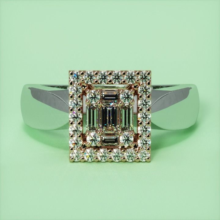 emerald illusion ring 3D print model 3D model 3D printable | CGTrader