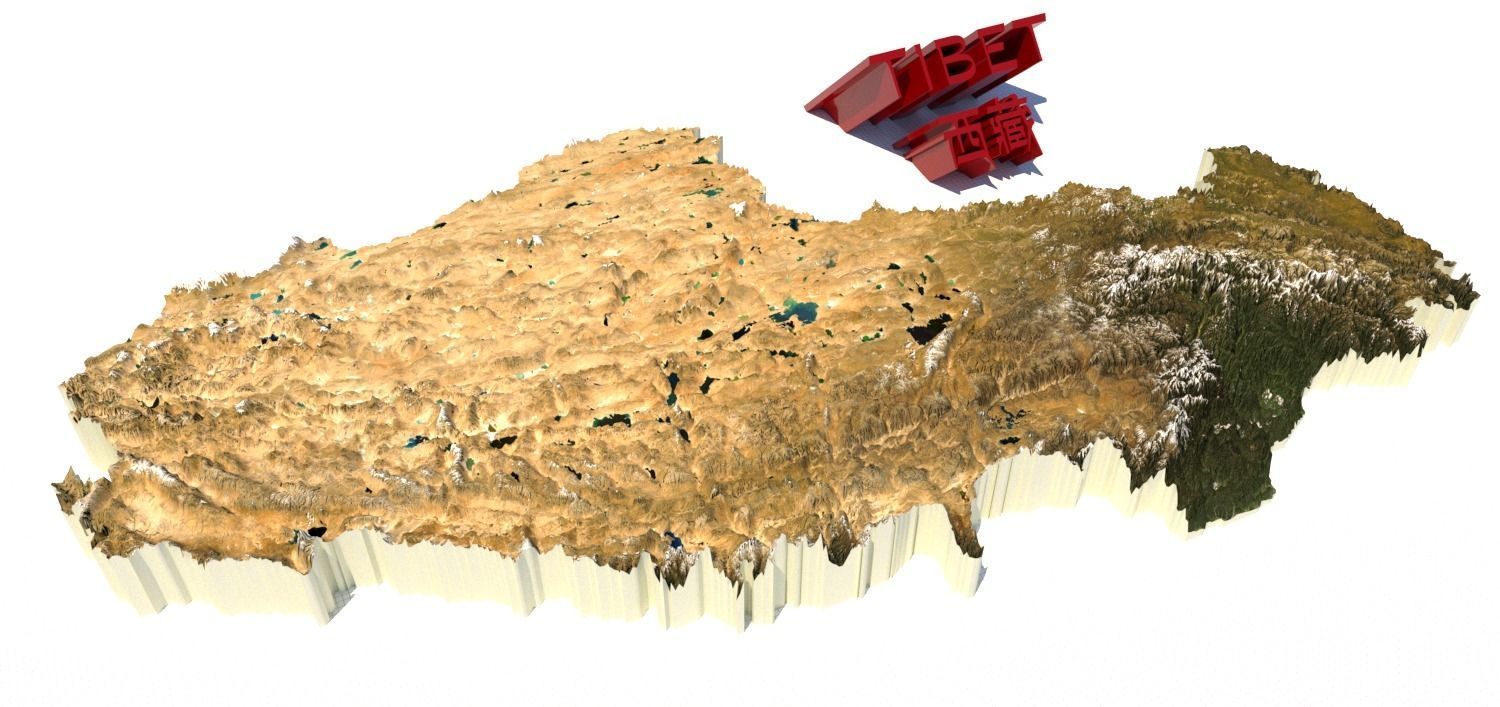 Tibet 3D Terrain Digital Elevation Model low high resolution 3D model ...