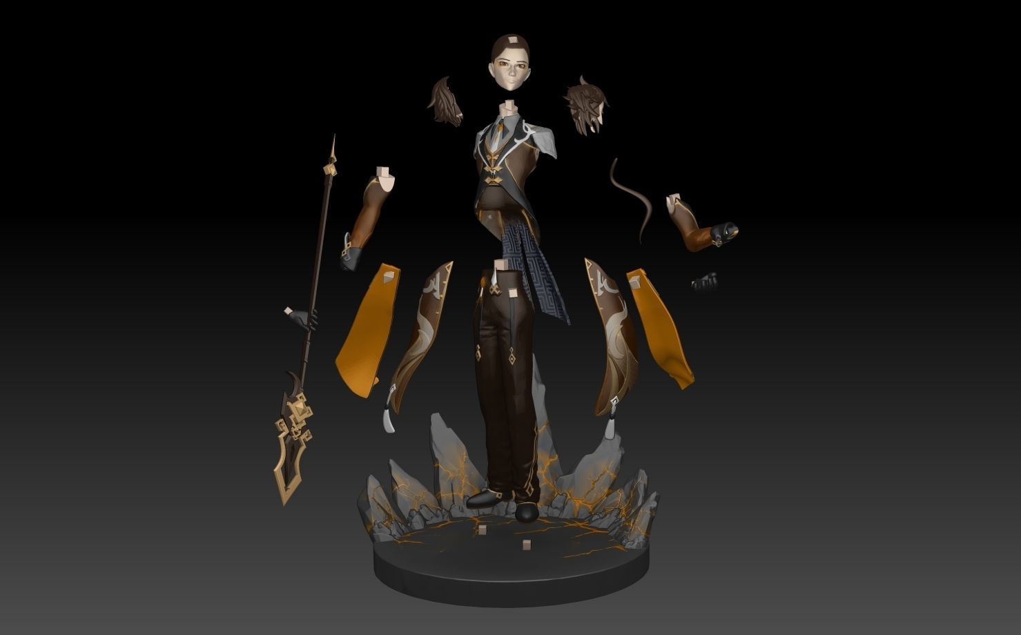 Zhongli - Genshin Impact 3D model 3D printable | CGTrader