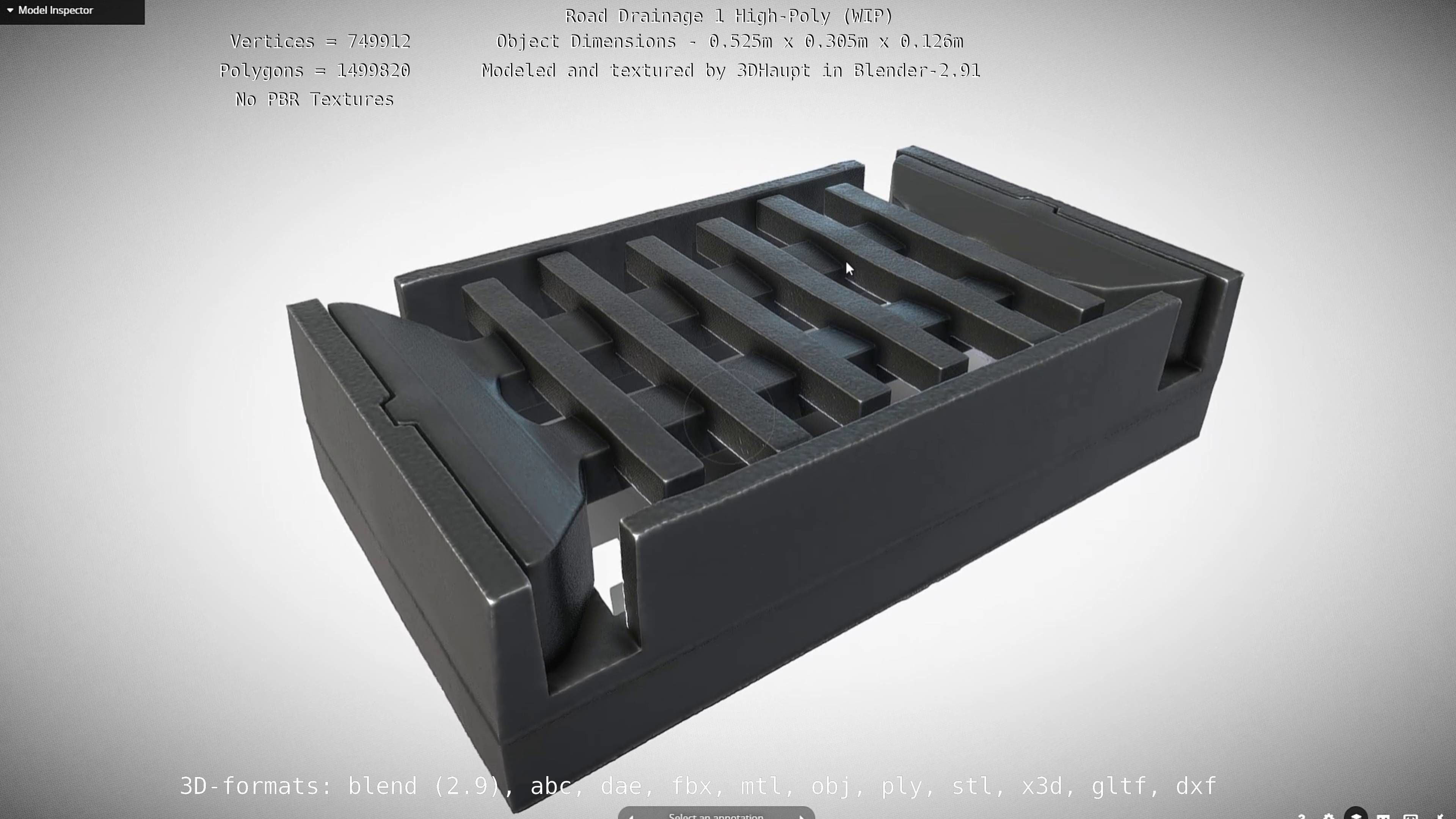 Road Drainage 1 High-Poly WIP 3D model | CGTrader