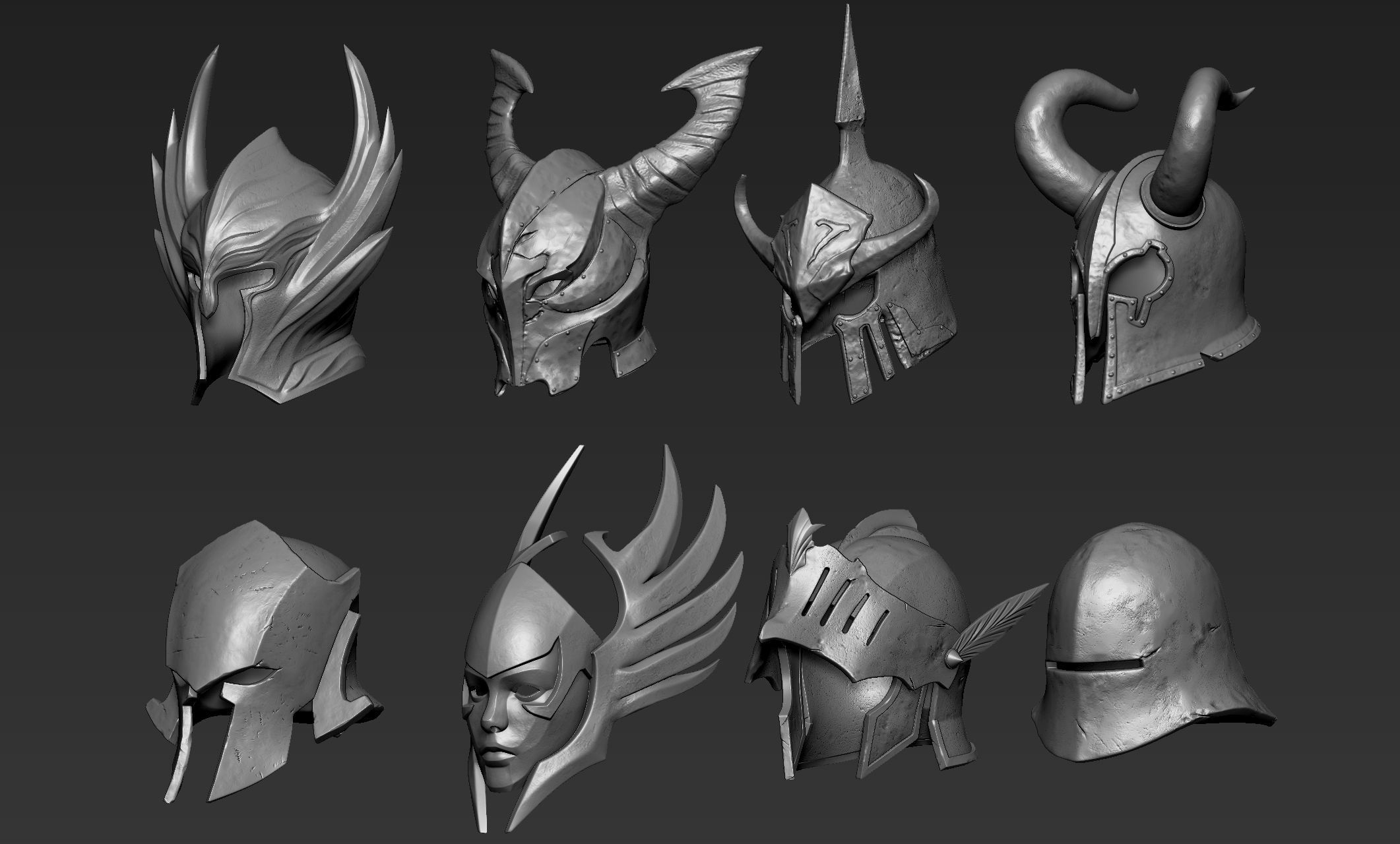 Set of 3d Printable Medieval Helmets Part 1 3D model | CGTrader