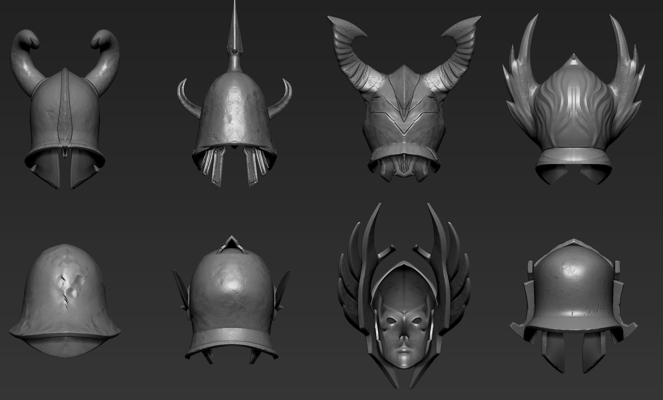 Set of 3d Printable Medieval Helmets Part 1 3D model | CGTrader