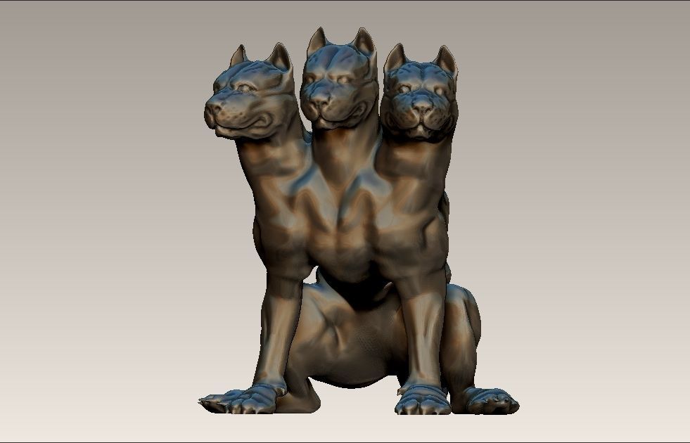 Sitting Cerberus pitbull model 3D model 3D printable | CGTrader