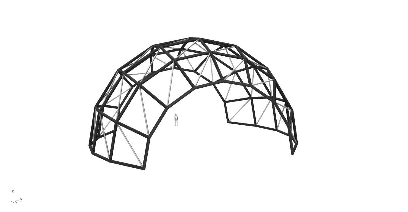 Dome with diagonals wireframe Structure 3D model | CGTrader