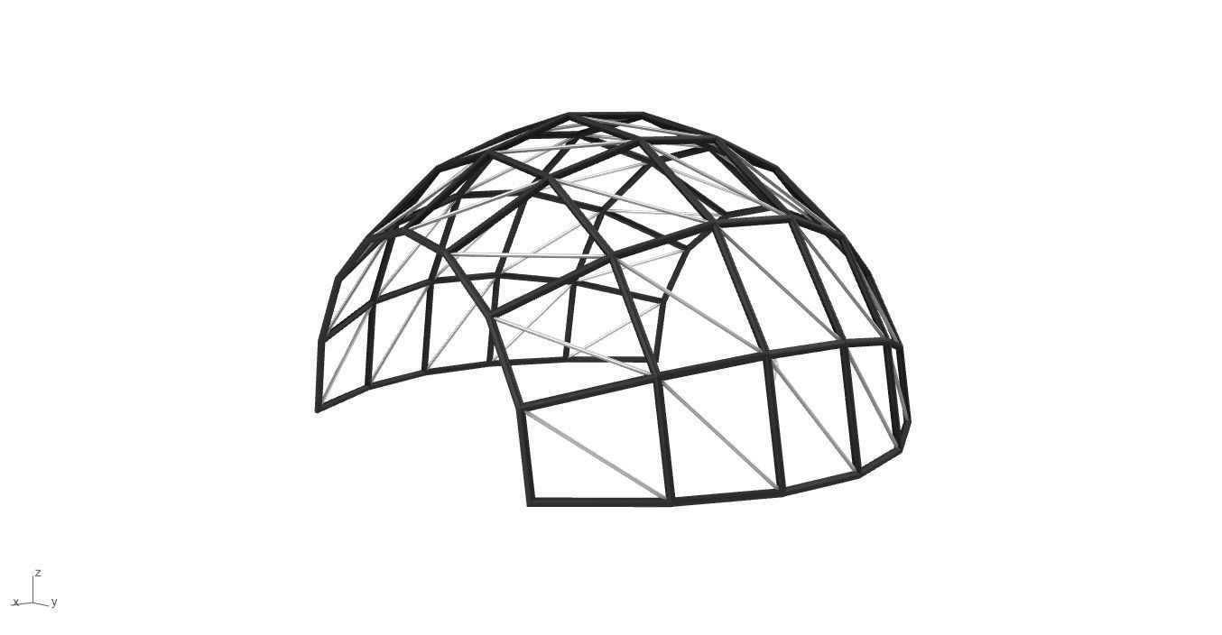 Dome with diagonals wireframe Structure 3D model | CGTrader