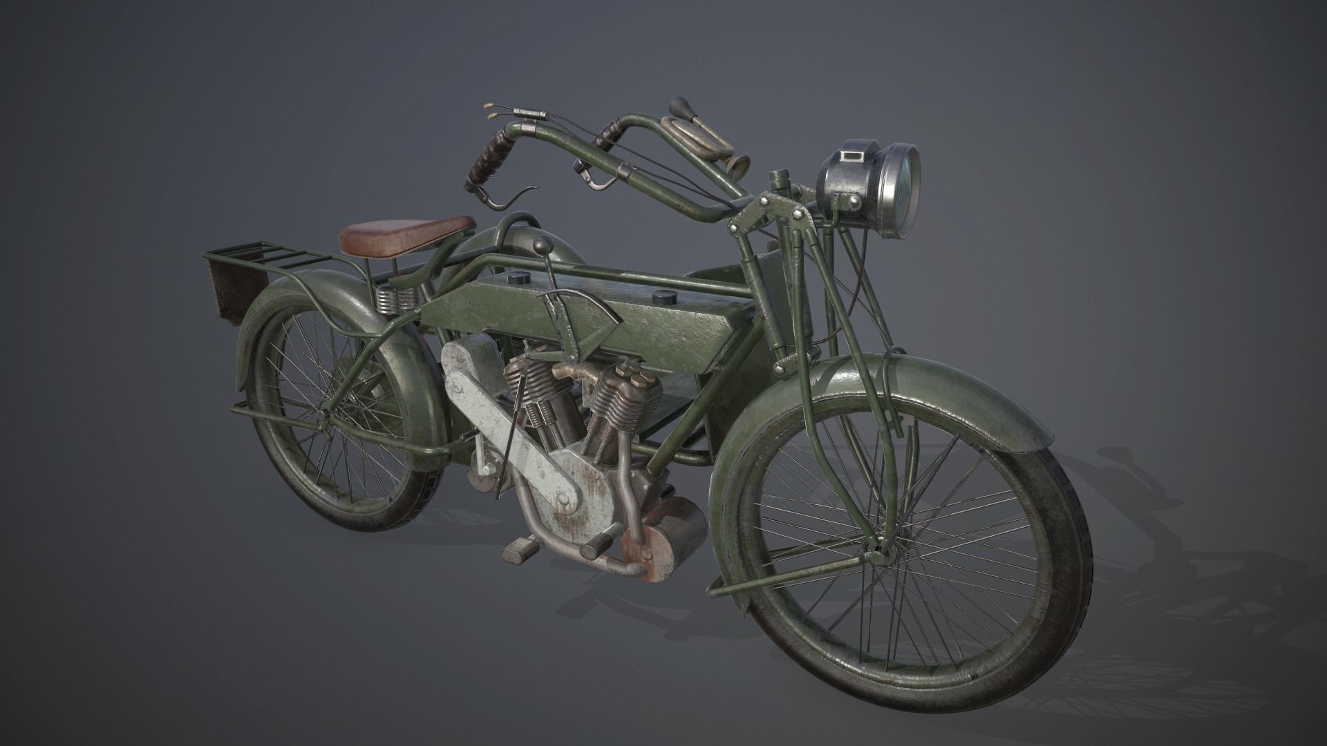 3D model British Matchless 1917 WW1 motorcycle PBR game-ready VR / AR ...